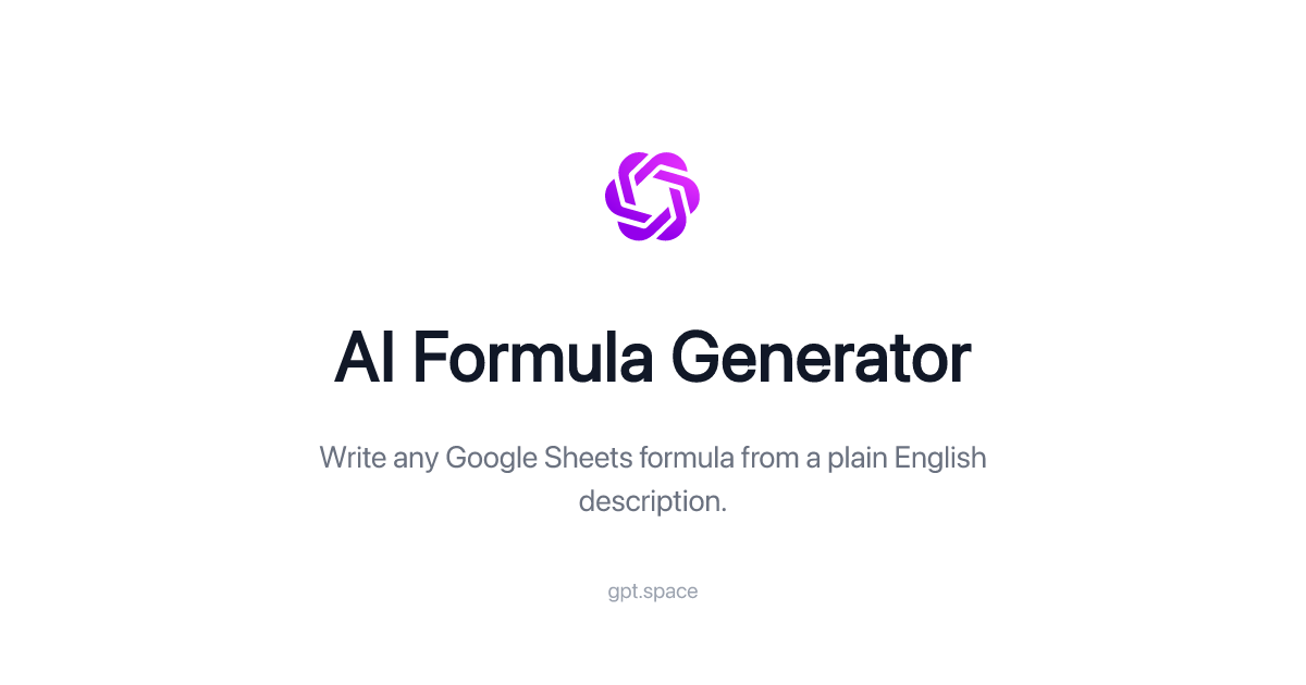 AI Formula Generator for Google Sheets | GPT Workspace
